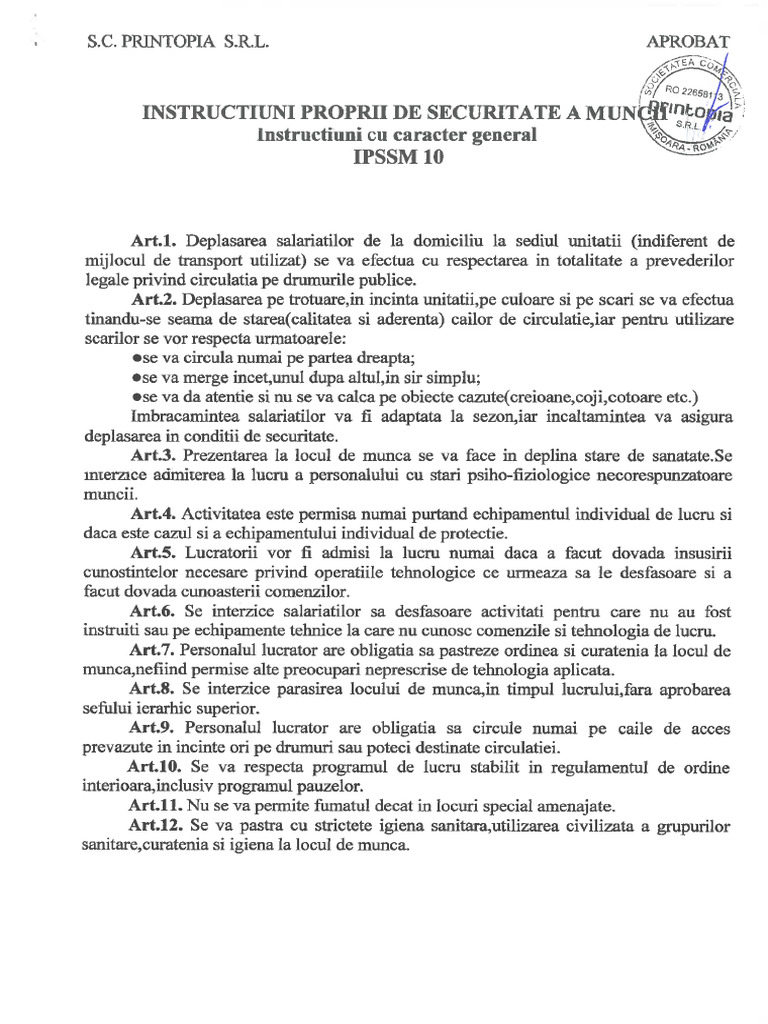 IPSSM 10 Instructiuni Caracter General | PDF