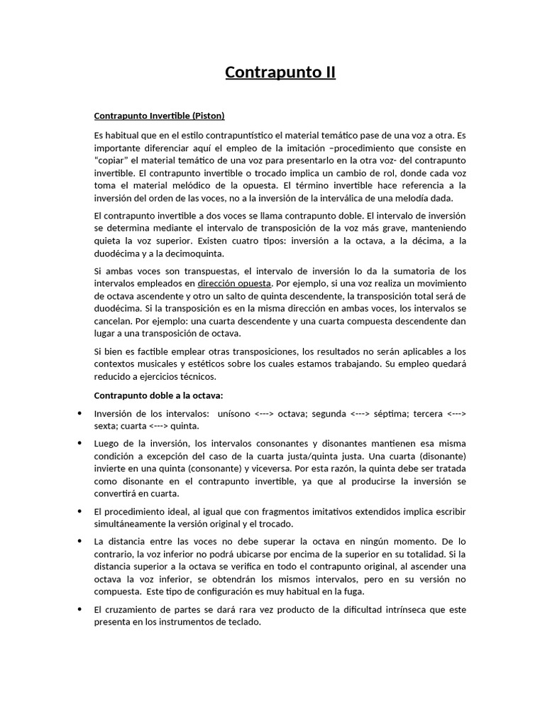 Contrapunto Invertible: Tipos y Técnicas | PDF | Intervalo (música) | Teoría musical