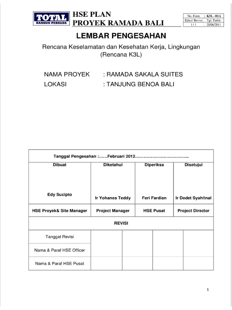 Contoh HSE Plan | PDF