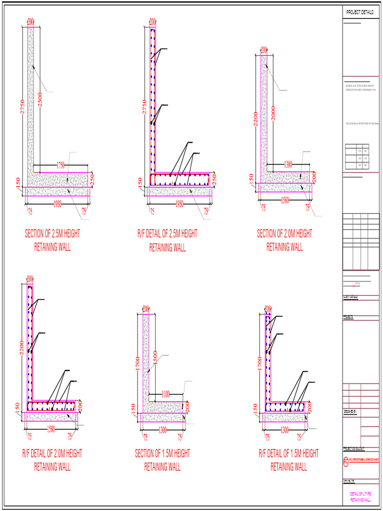 Retaining Wall Reinforcement Details | PDF | Concrete | Architectural ...