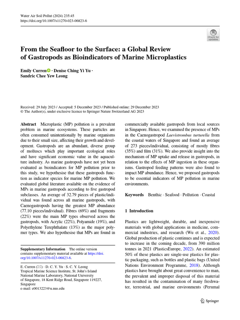 2024 - Curren Et Al. From the Seafloor to the Surface- A Global Review of Gastropods as ...