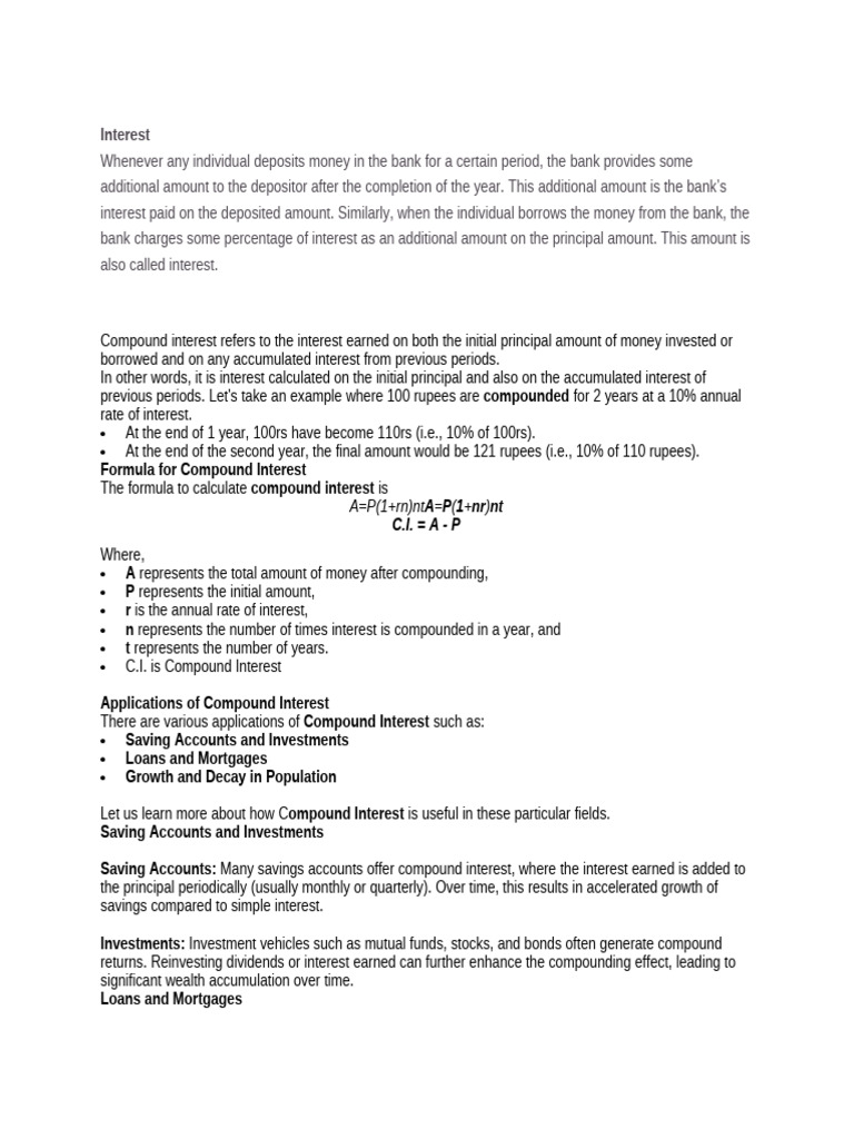 Understanding Interest Types and Formulas | PDF | Interest | Compound ...
