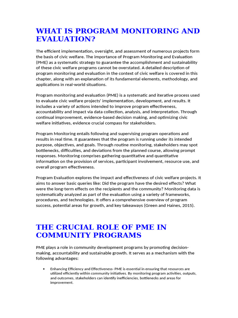 What Is Program Monitoring and Evaluation | PDF | Evaluation ...