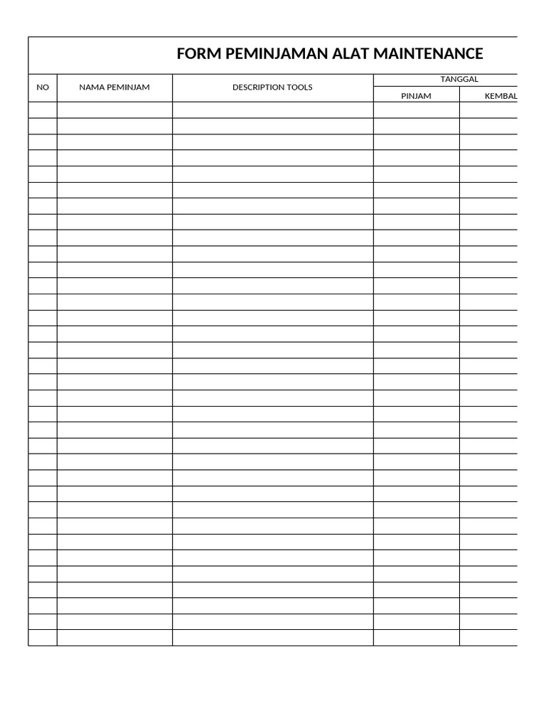 Form Peminjaman Alat MTC | PDF