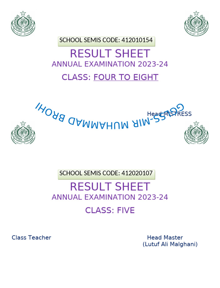 Annual Exam Result Sheet 2023-24 | PDF