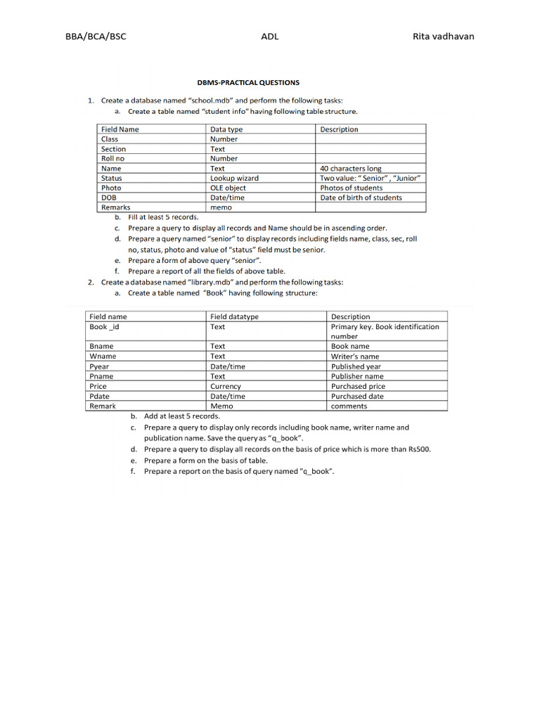 Access Assignment | PDF