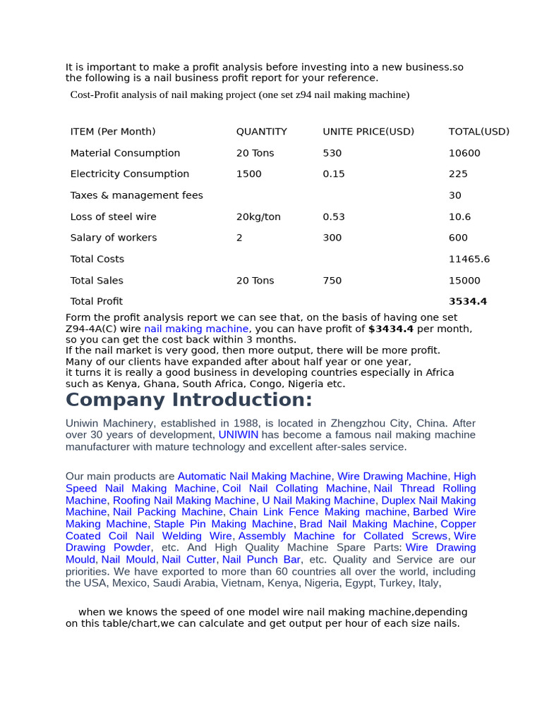 nail making | PDF | Wire