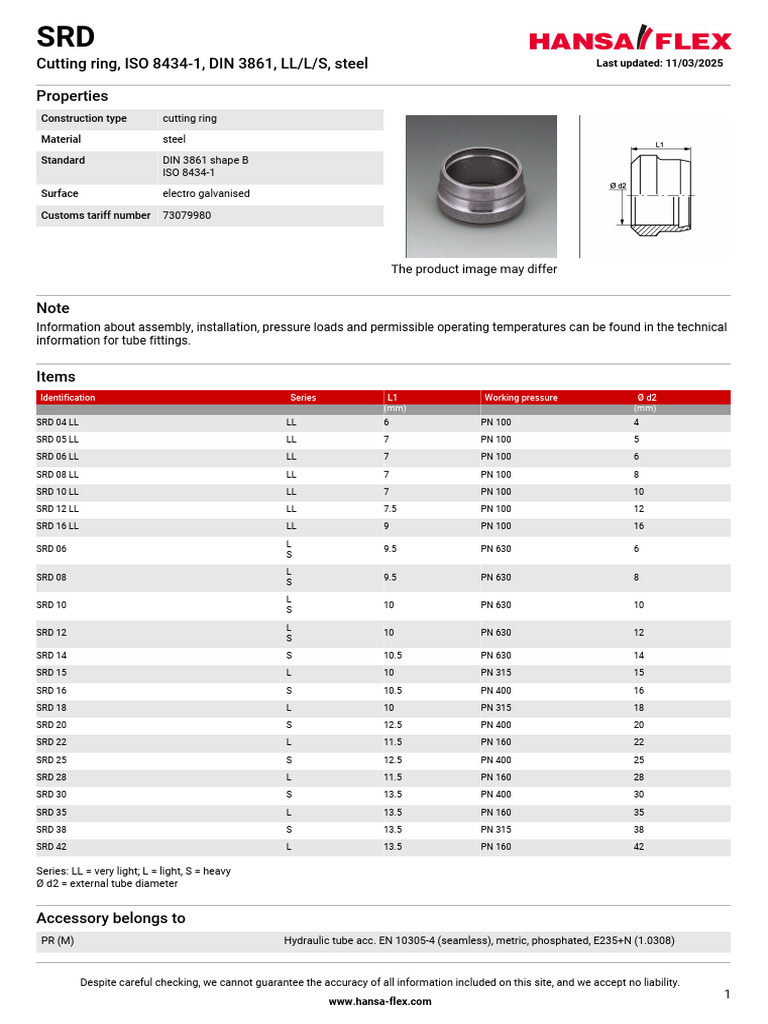 DIN 3861 Cutting Rings Specifications | PDF | Mechanical Engineering