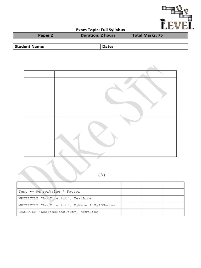 CSc9618(as)- Mock 2 - Paper 2 | PDF | String (Computer Science) | Integer (Computer Science)