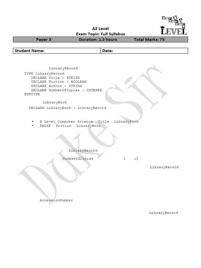 CSc9618(A2) - Mock 4 - Paper 3 | PDF | Data Type | Assembly Language