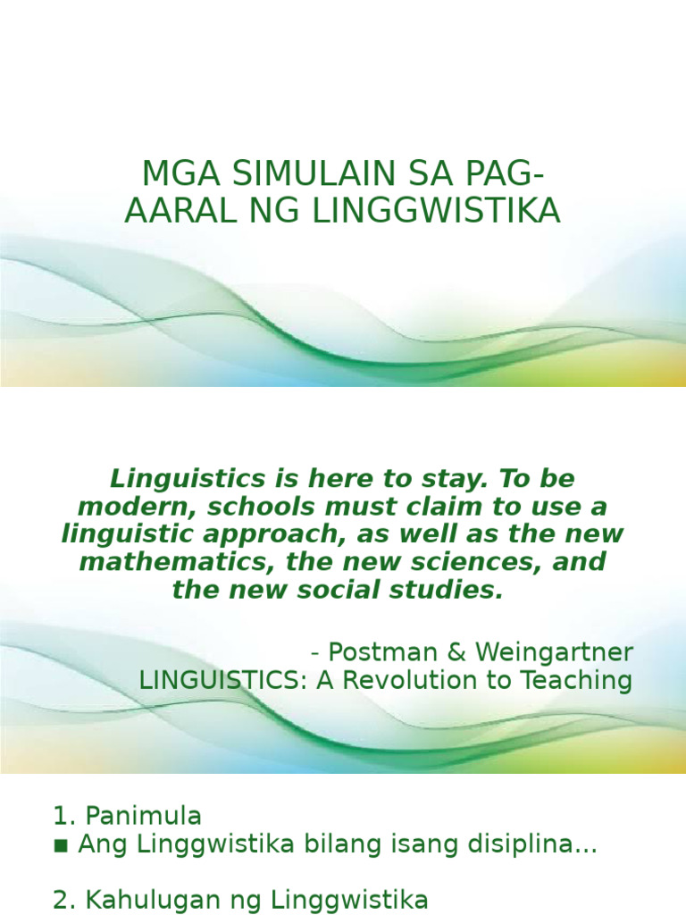 FIL 102 - Mga Simulain Sa Pag-Aaral NG Linggwistika | PDF