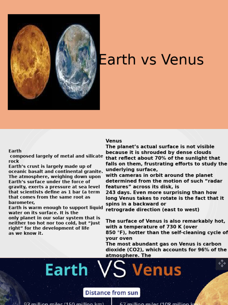 Earth Vs Venus | PDF