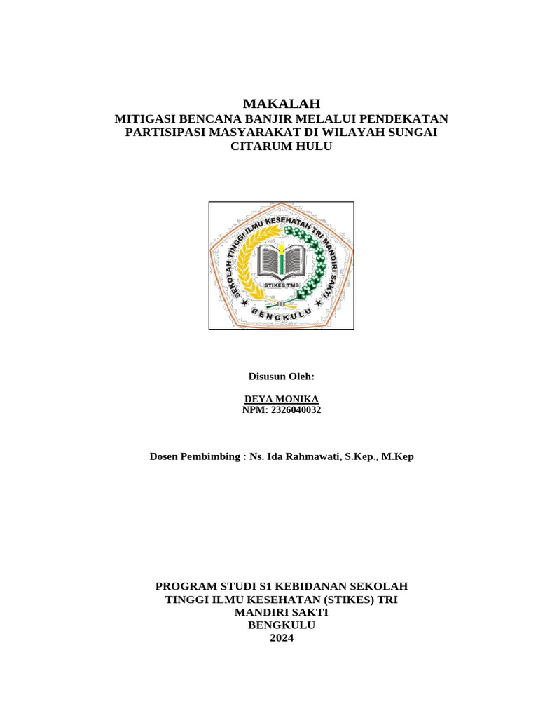 DEYA MONIKA - MAKALAH MITIGASI BENCANA BANJIR | PDF