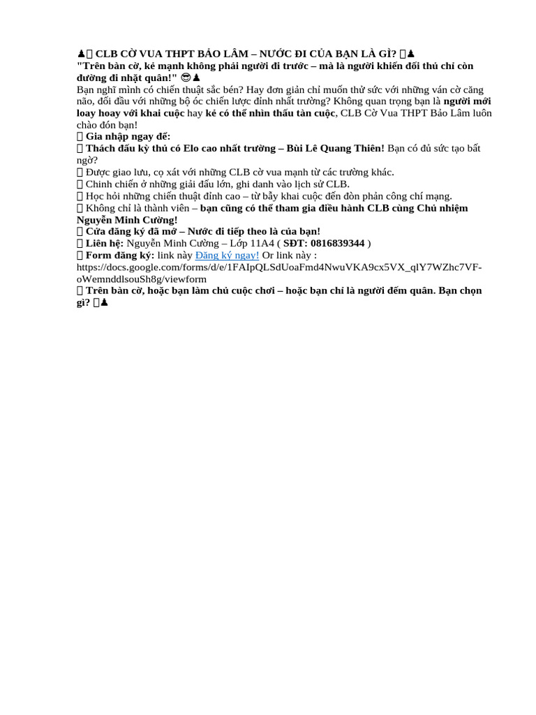 ? CLB C Vua THPT B o Lâm | PDF