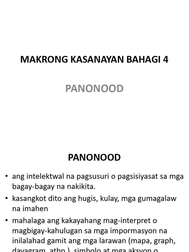 (Panonood) Makrong Kasanayan 2 | PDF