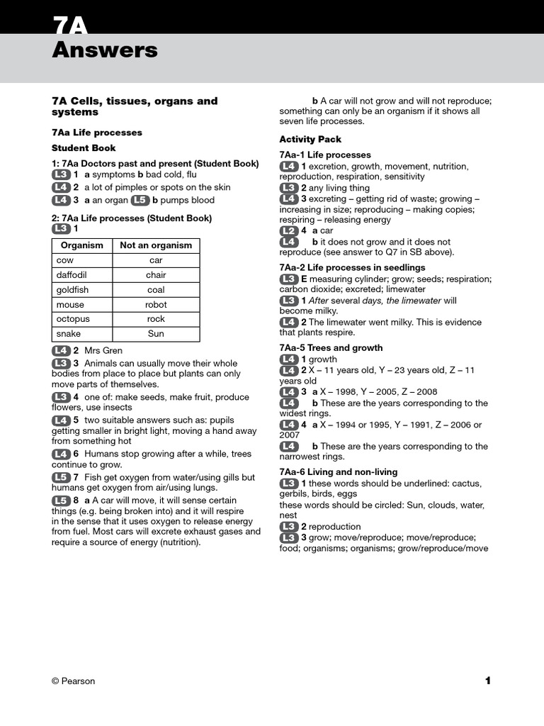 Exploring Science Textbook 7a Answers | PDF | Human Body | Chloroplast