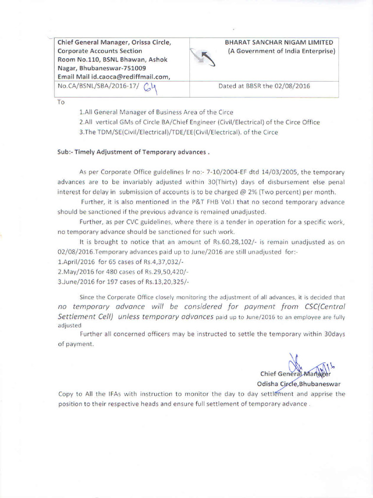 Adjustment of Temporary Advances | PDF