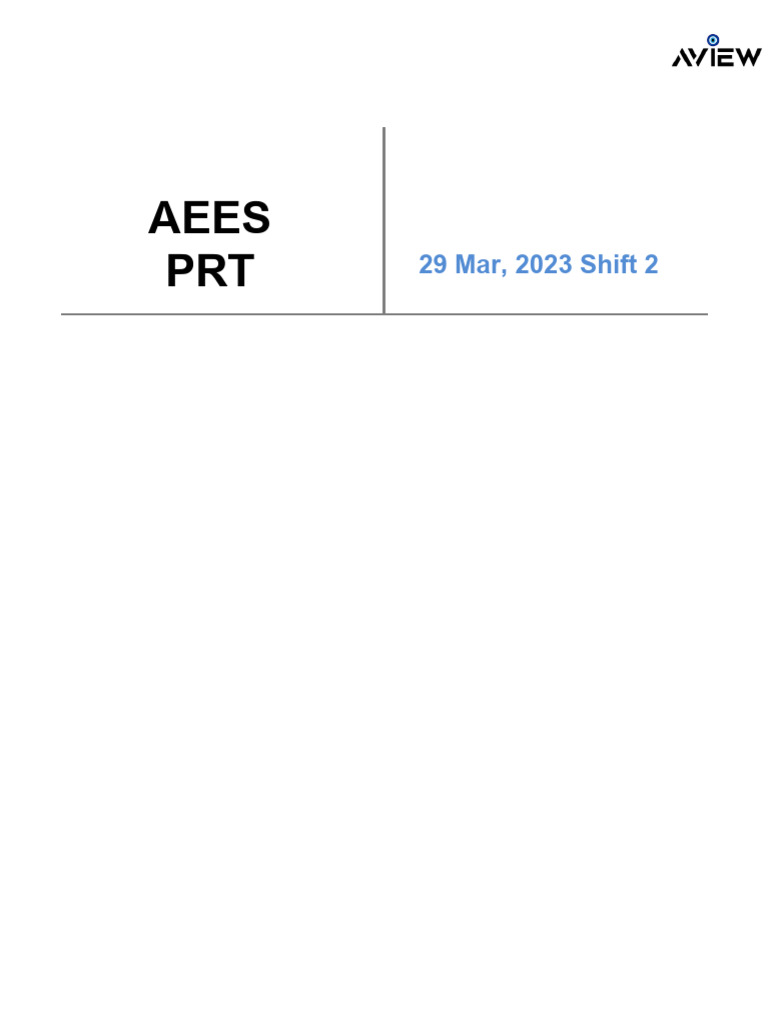 AEES PRT Official Paper (Held On - 29 March, 2023 Shift 2) | PDF | Speed