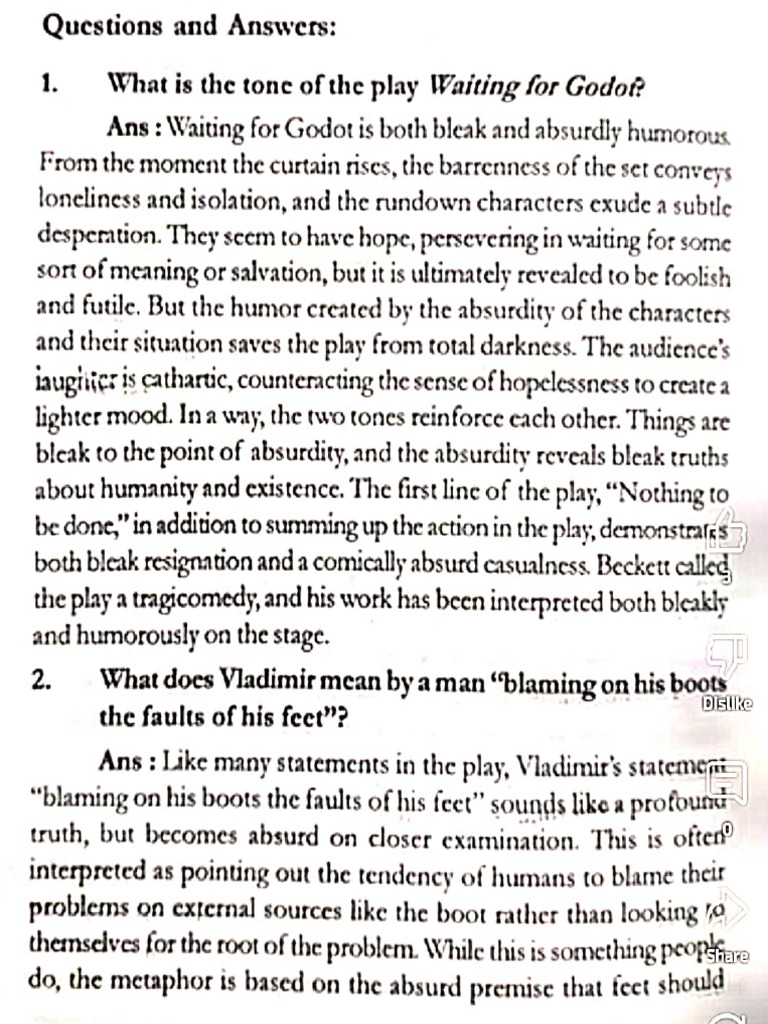 Waiting For Godot Questions | PDF