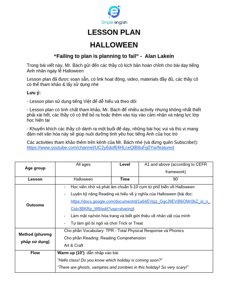 88 - Halloween Lesson Plan | PDF