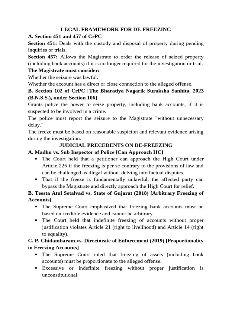 Authority To Freeze Bank Accounts | PDF | Bail | Search And Seizure