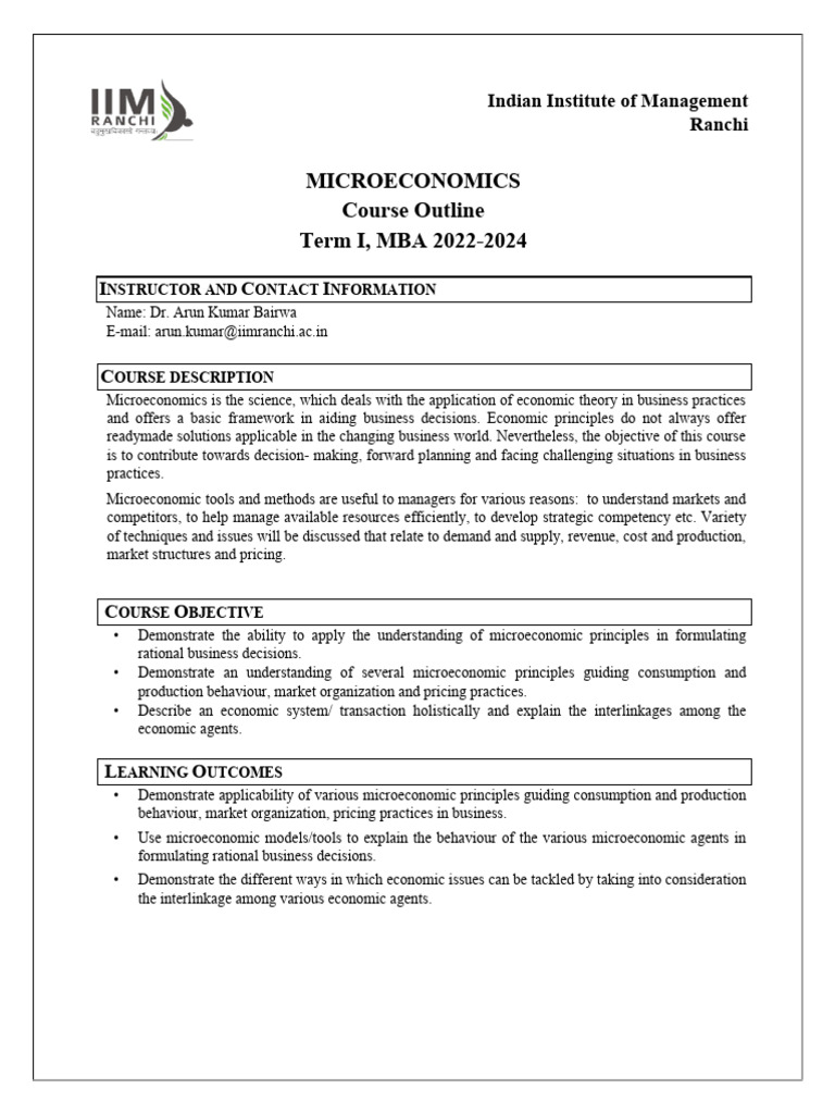 Microeconomics MBA - Term I 22-23 Prof. Arun Bairwa | PDF ...
