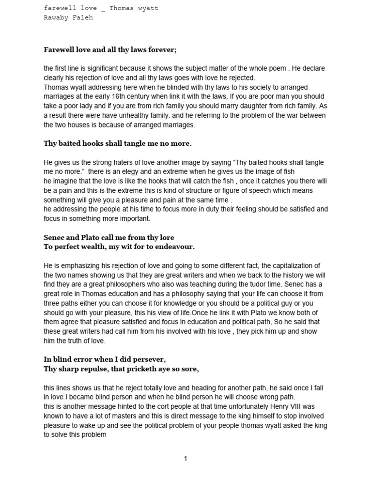 Farewelllove Thomaswyatt | PDF