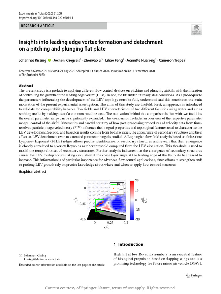 2020 - Kissing Et Al. Insights Into Leading Edge Vortex Formation and Detachment On A Pitching ...