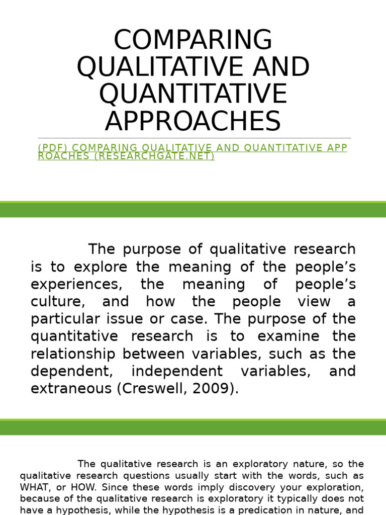 2. Student Comparing Qualitative and Quantitative Approaches | PDF | Quantitative Research ...