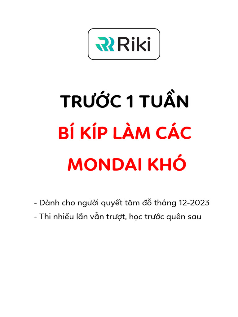 (TÀI LIỆU TẶNG) Trước 1 Tuần - Bí Kíp Làm Các Mondai Khó New | PDF