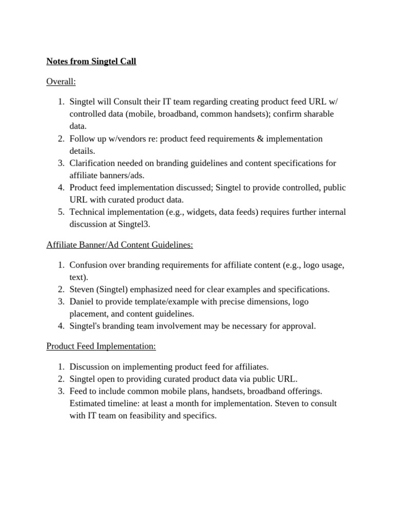 Notes From Singtel Call | PDF