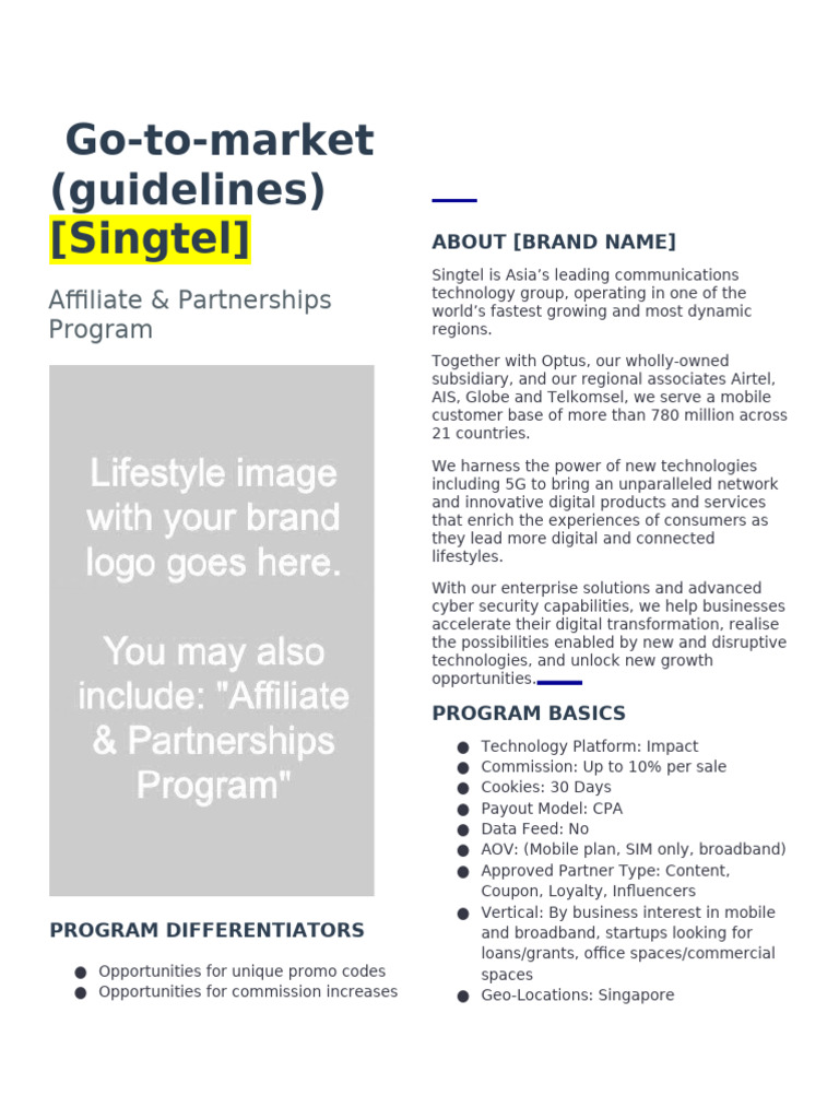 Singtel Affiliate Program Guidelines | PDF | Business | Marketing