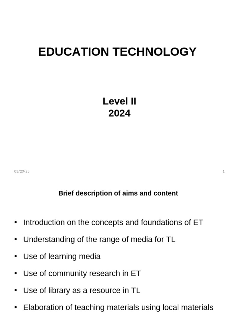 Session 1 - Educational Technology | PDF | Educational Technology ...