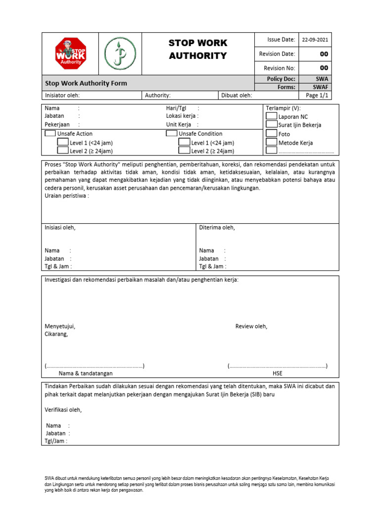 Swa Form | PDF