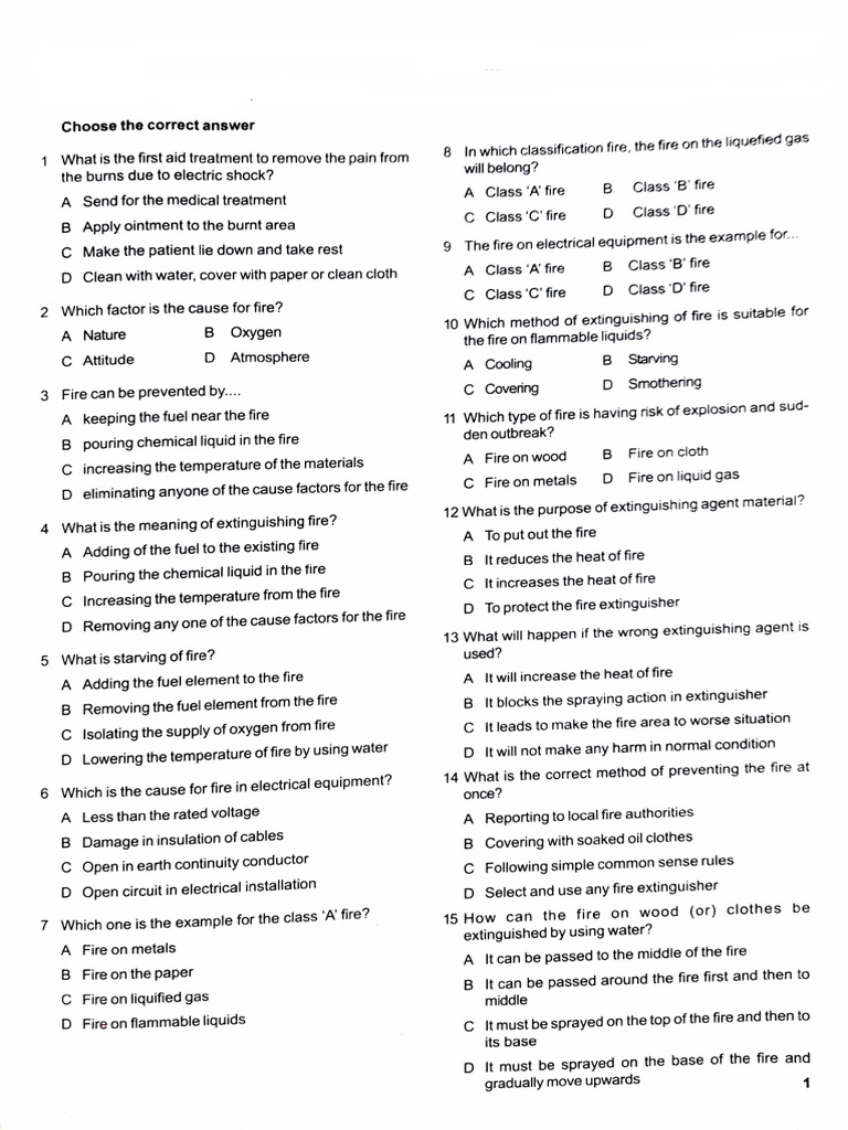 SAFE WORKING PRACTICE QUES | PDF | Fires