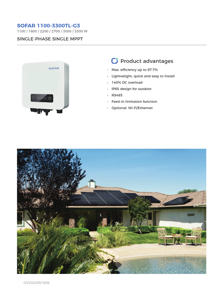 SOFAR 1-3.3KTL-G3_Datasheet_2024-05-22_V6.1_en-INT | PDF | Manufactured Goods | Electrical ...