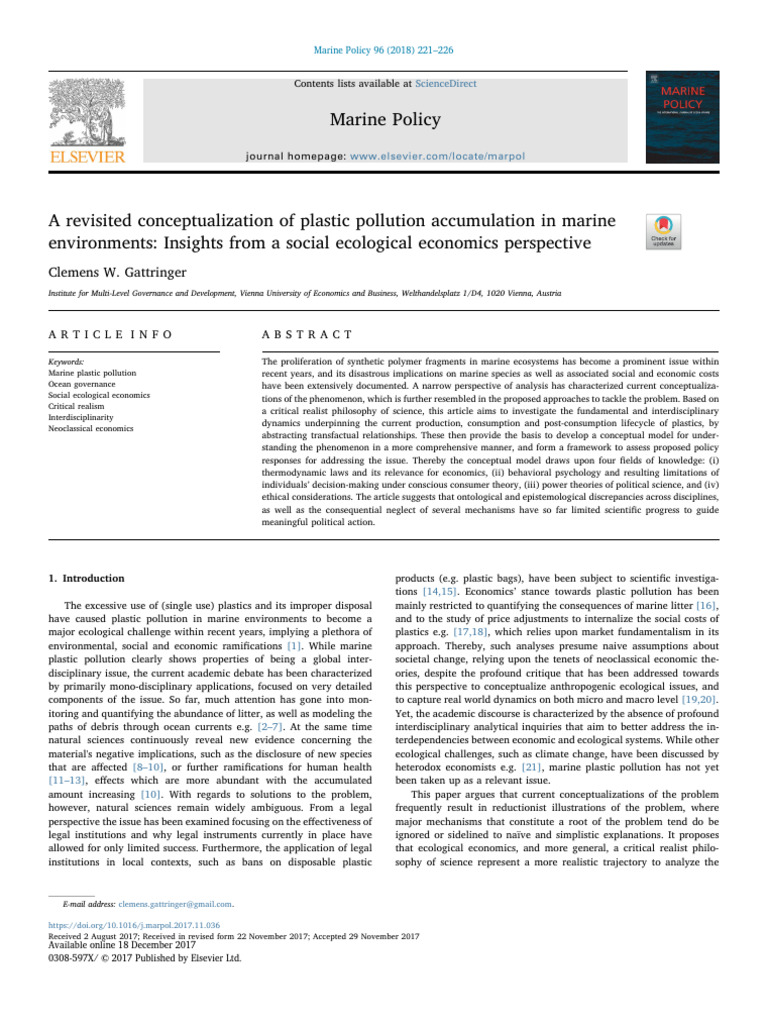 A Revisited Conceptualization of Plastic Pollution Accumulation in ...