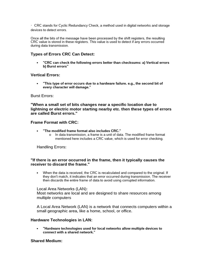 CRC Stands For Cyclic Redundancy Check | PDF | Network Topology | Computer Network