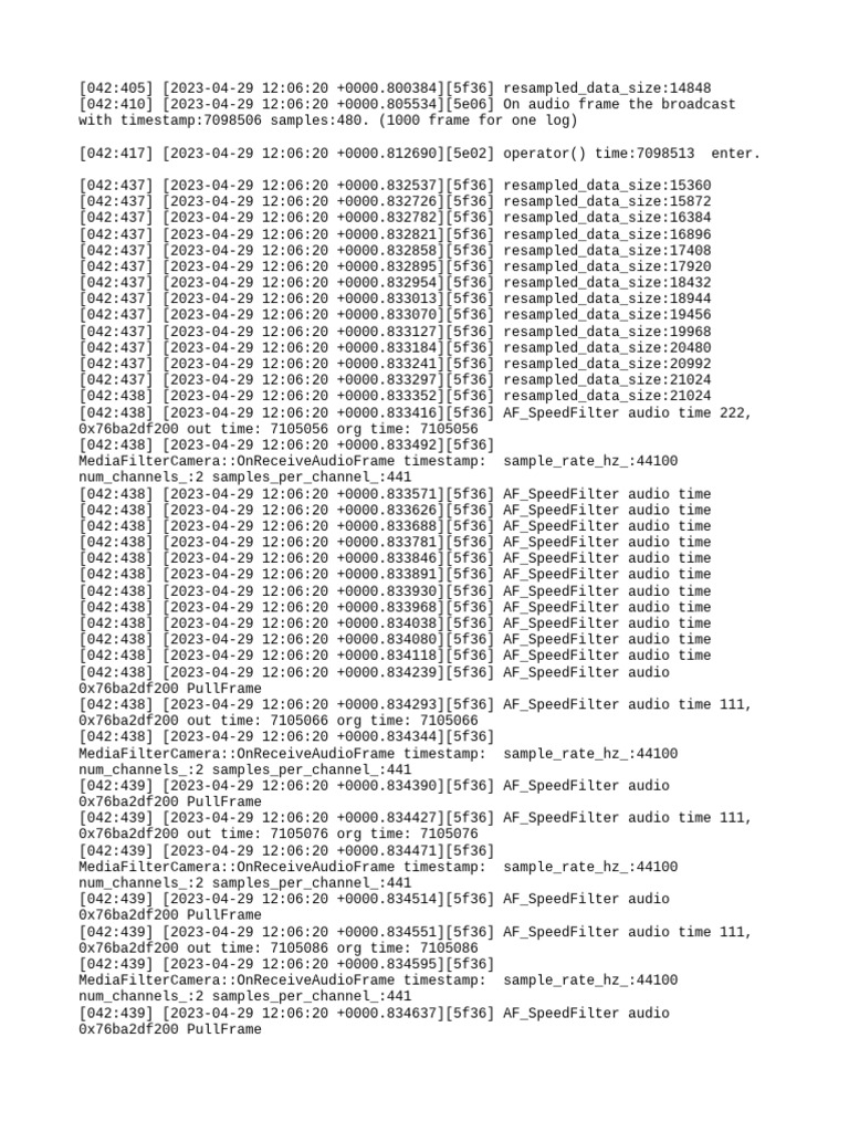 Audio Frame Processing Log Data | PDF | Sound Production Technology ...