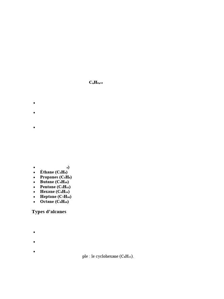 Propriétés et applications des alcanes | PDF | Alcane | Carbone