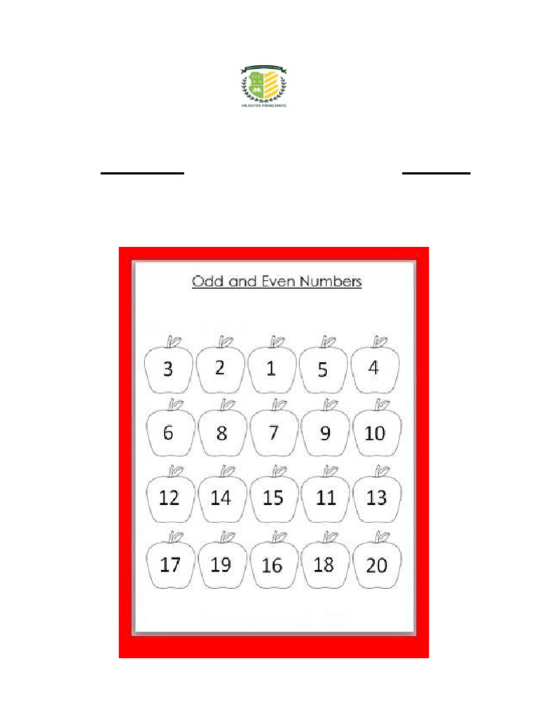 Grade 1 Odd Even - Worksheet. | PDF