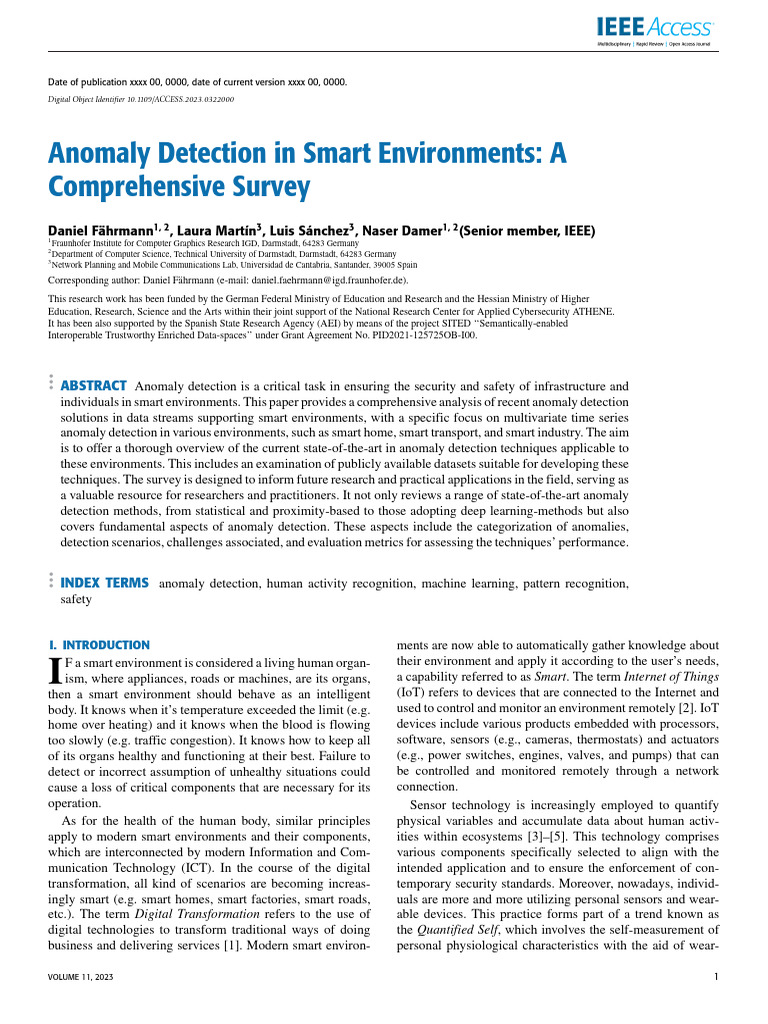 Anomaly Detection in Smart Environments A Comprehe | PDF | Internet Of Things | Data