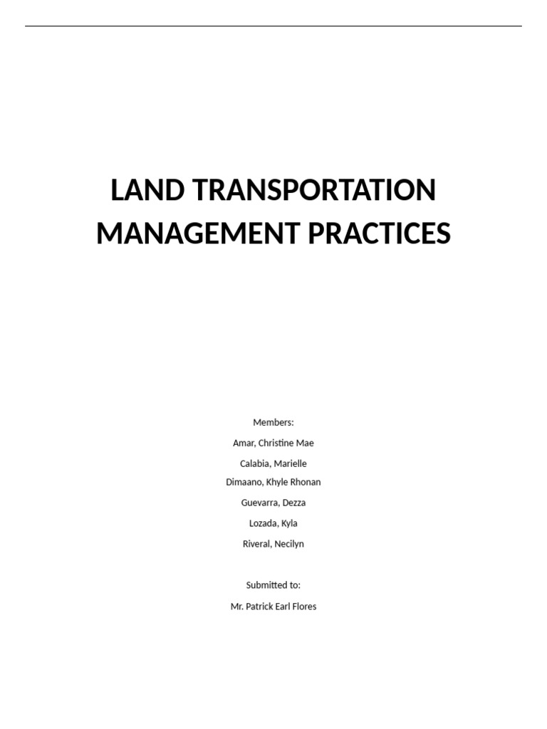 Land Transportation Management Practices | PDF | Bus | Transport