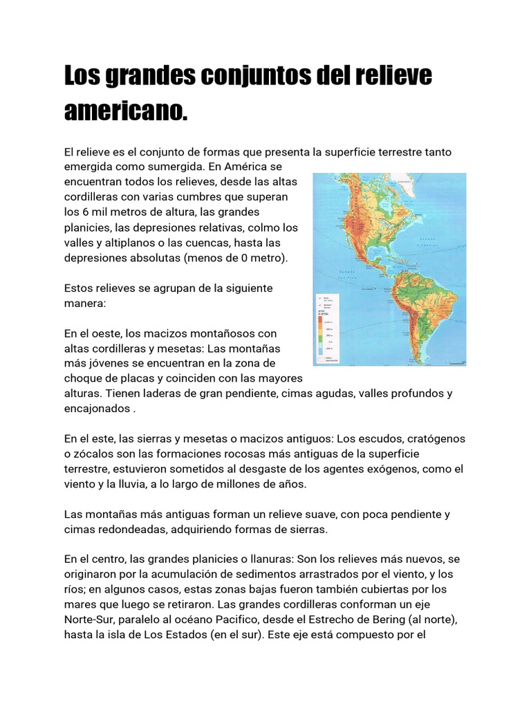 Los Grandes Conjuntos Del Relieve Americano | PDF | Placas tectónicas ...