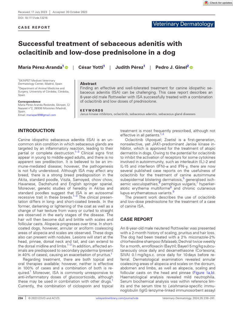 Veterinary Dermatology - 2023 - Pérez Aranda - Successful Treatment of ...
