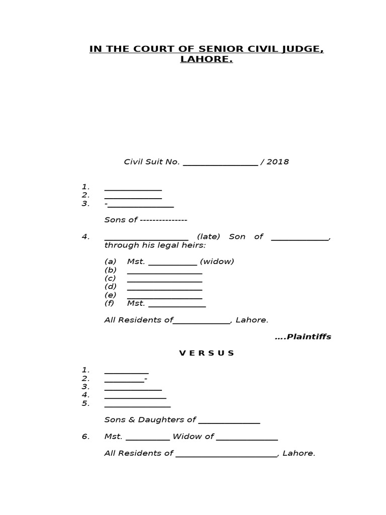 Suit for Declaration, Mandatory Injunction against Encroachment Of ...