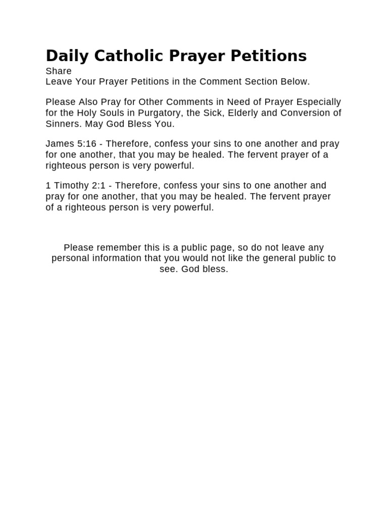 Daily Catholic Prayer Petitions | PDF
