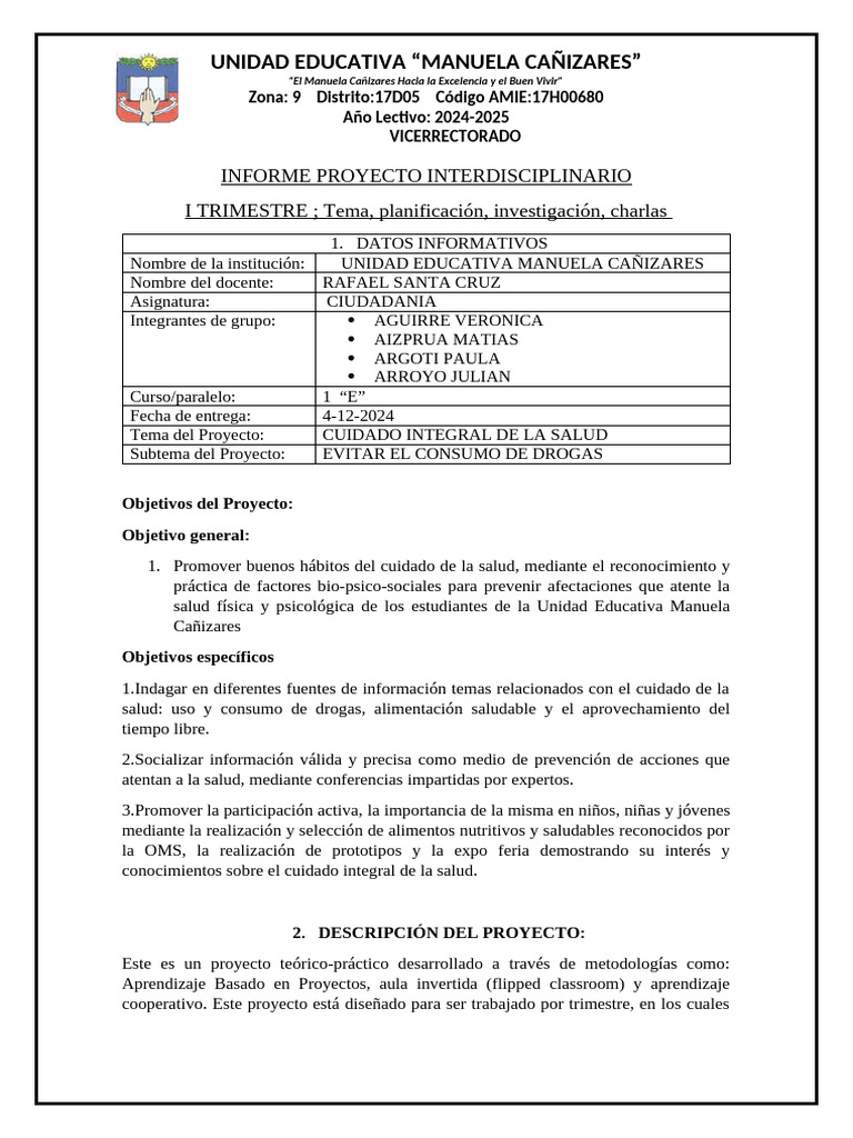 Informe Proyecto Interdisciplinario-1 | PDF | Aprendizaje