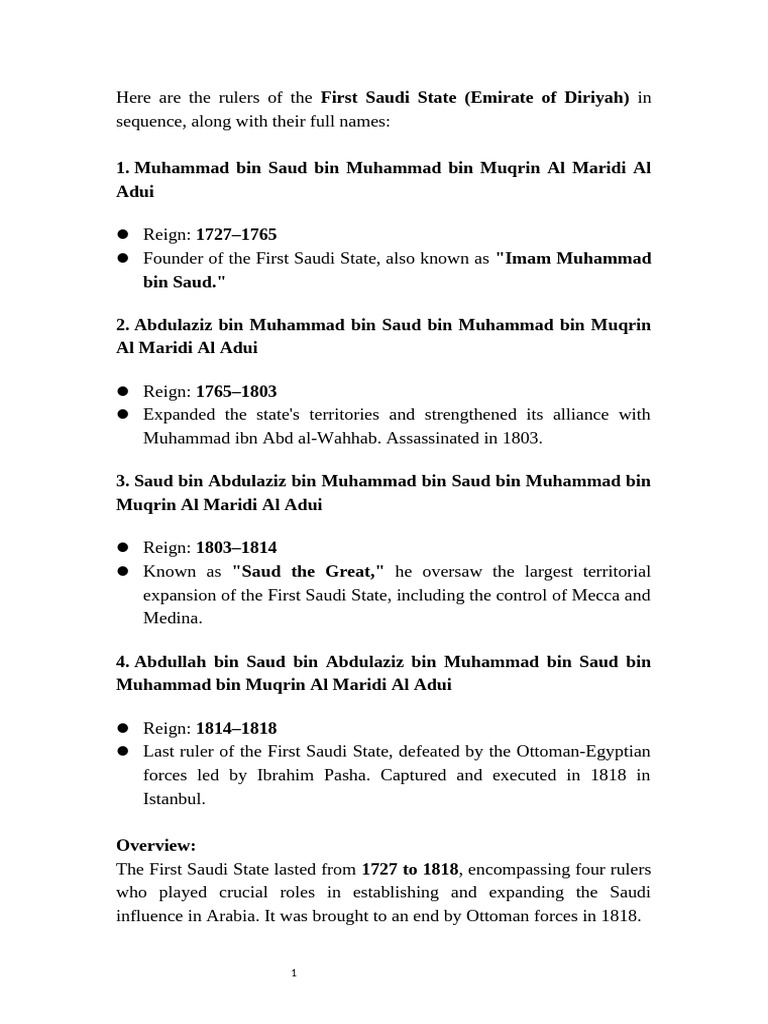 Abdulaziz Bin Muhammad Bin Saud Bin Muhammad Bin M | PDF | Saudi Arabia ...