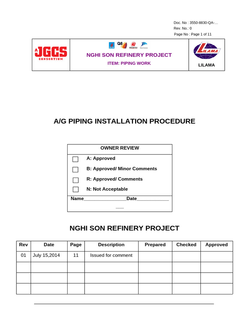 1.2 AG Piping Installation Procedure | PDF | Pipe (Fluid Conveyance ...